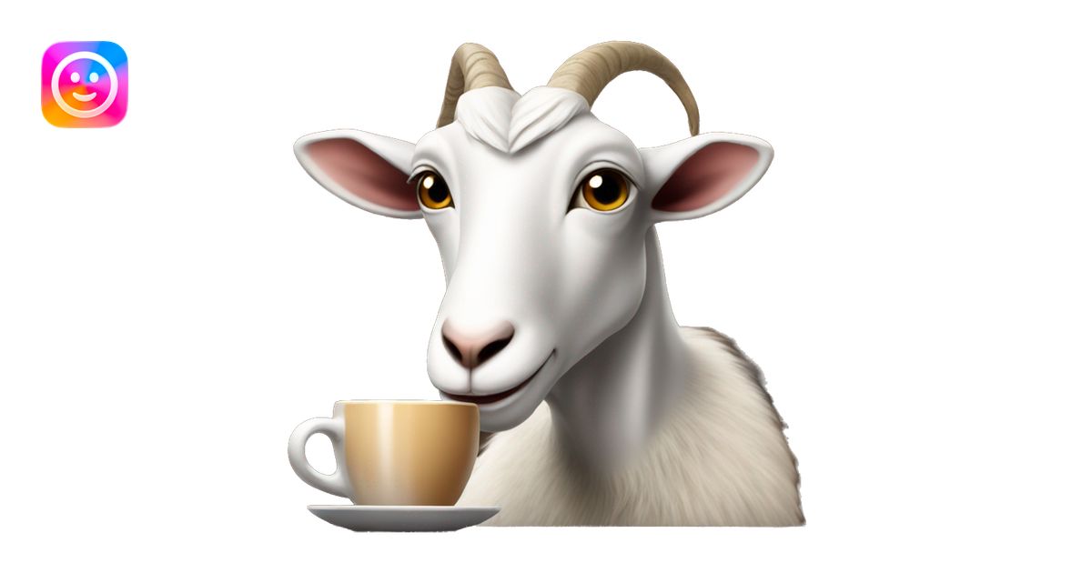 Goat drinking coffee at a bar emoji | AI Emoji Generator