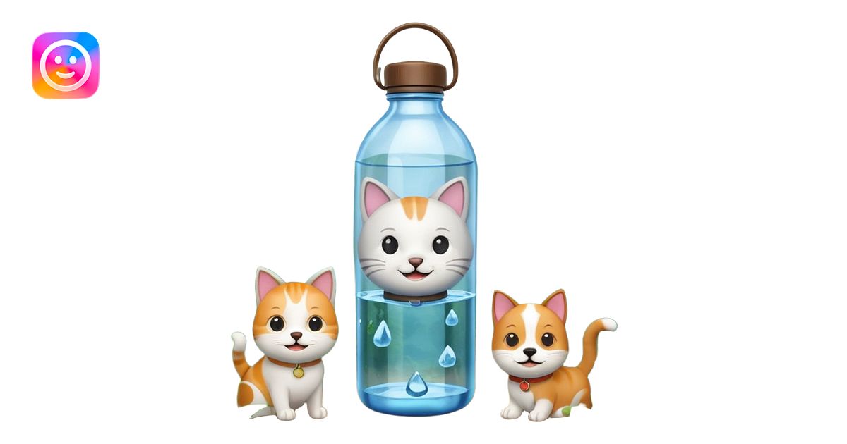 make a water bottle smile in a forests with a cat and dog emoji | AI ...