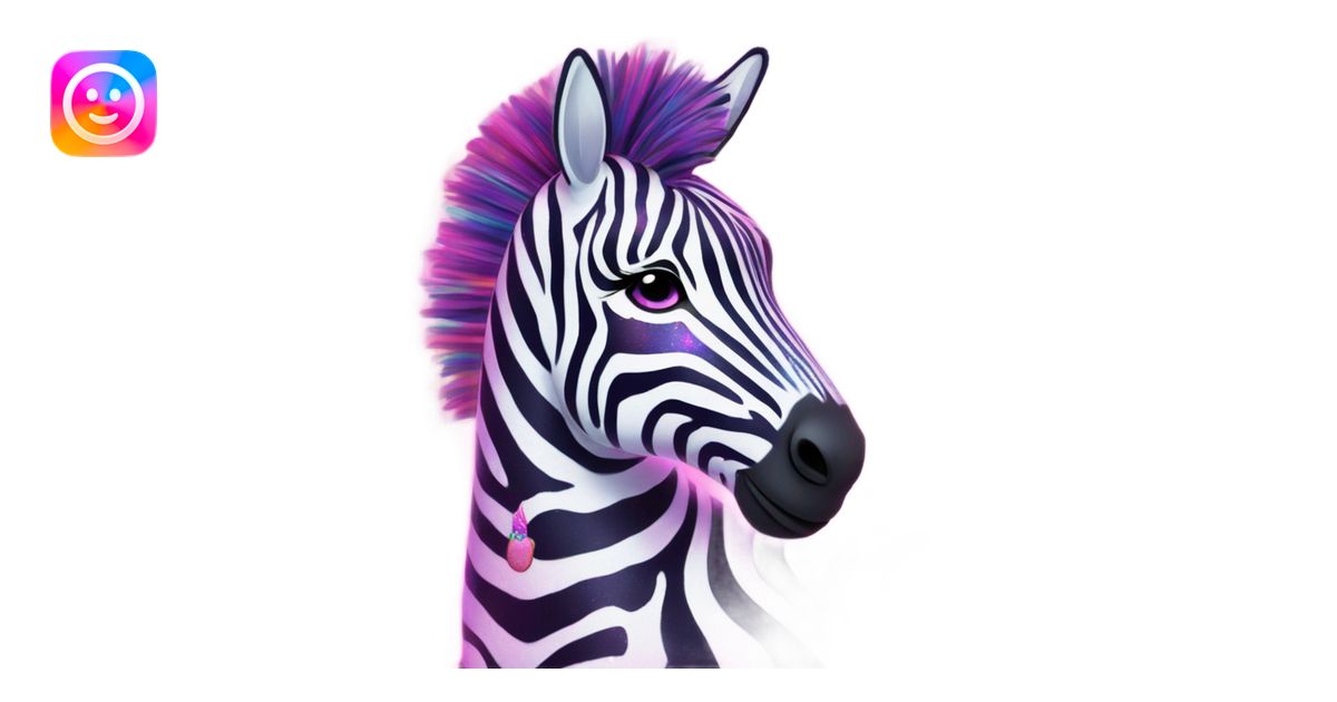 Lisa frank zebra with glitter rainbow stripes emoji | AI Emoji Generator