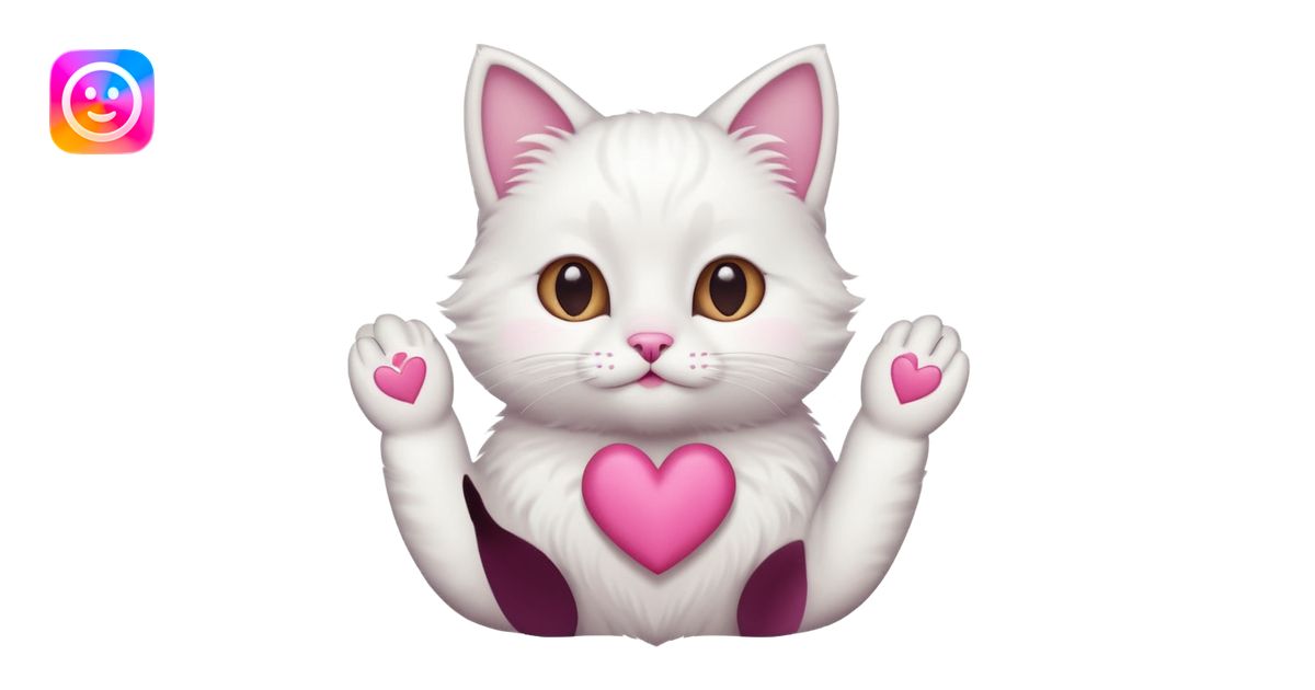 Cute white cat making heart shape with his hand above the head like ...