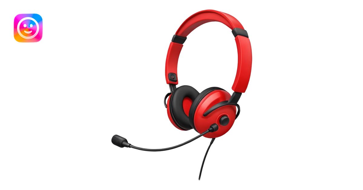 Red headset microphone emoji | AI Emoji Generator