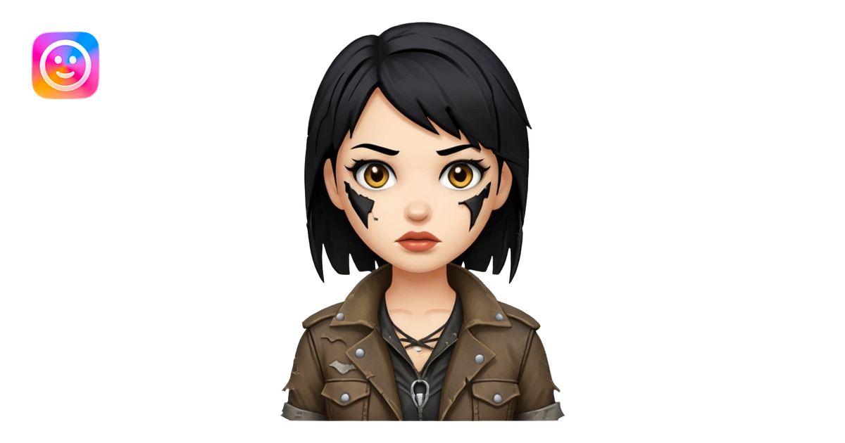 Lucy (black hair) from the Fallout TV show emoji | AI Emoji Generator
