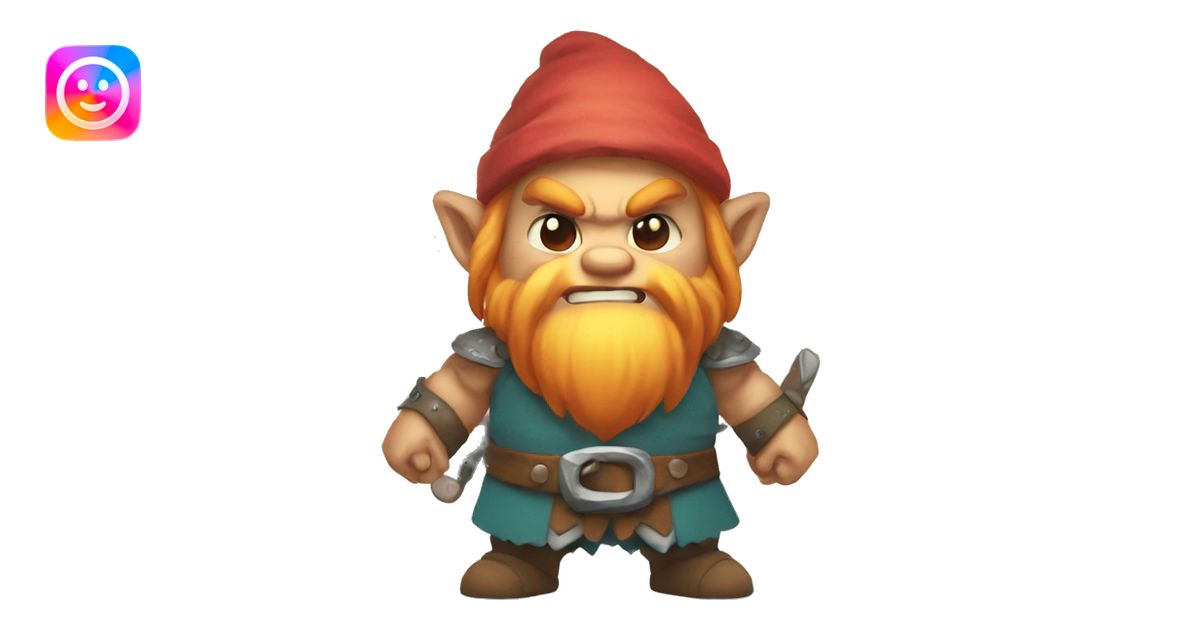 little cute kawaii angry colored dwarfs emoji | AI Emoji Generator