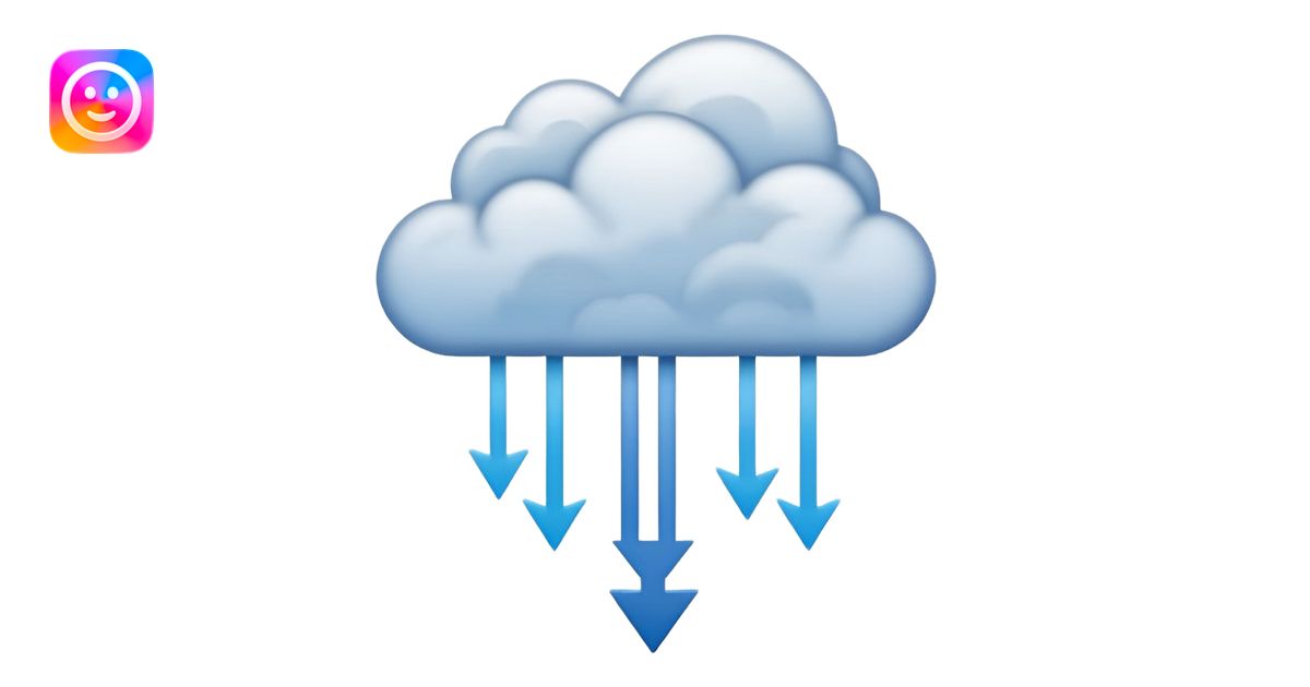 Abstract minimalist emoji showing a downward fading arrow dissolving ...