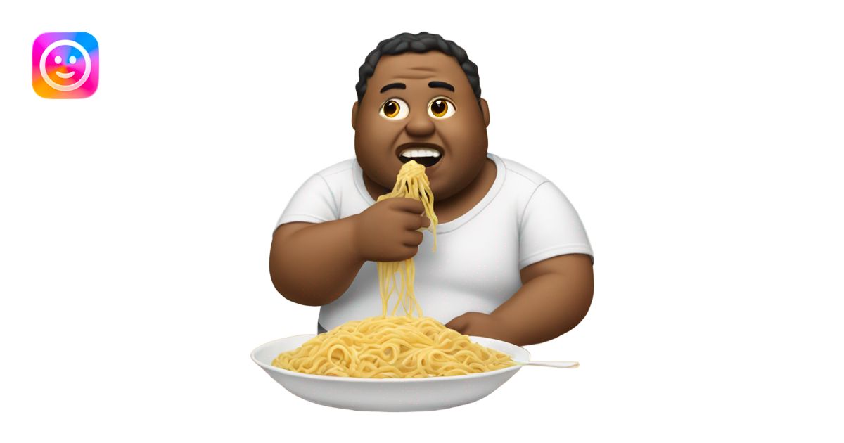 fat man eating noodles emoji | AI Emoji Generator