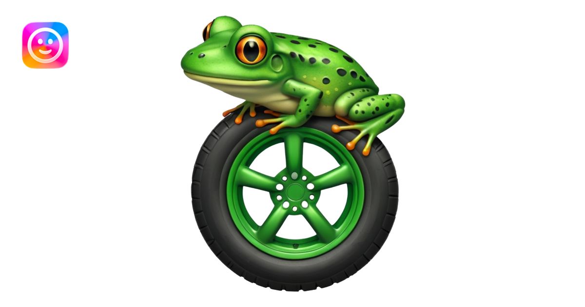 Frog head on top of tire. The tire is the body and the legs are on the ...