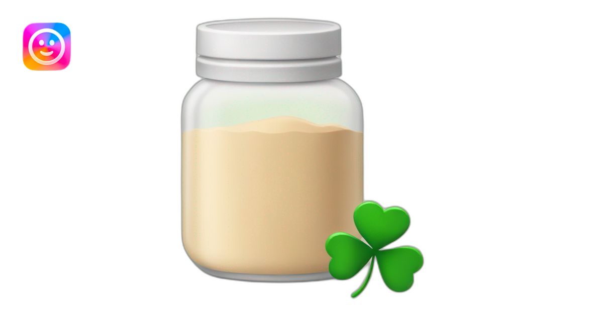 Protein Powder Jar with 4 leaf clover emoji | AI Emoji Generator