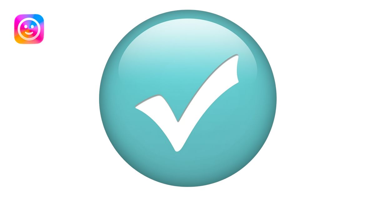 Create a white checkmark with a light cyan circle as a background; it ...