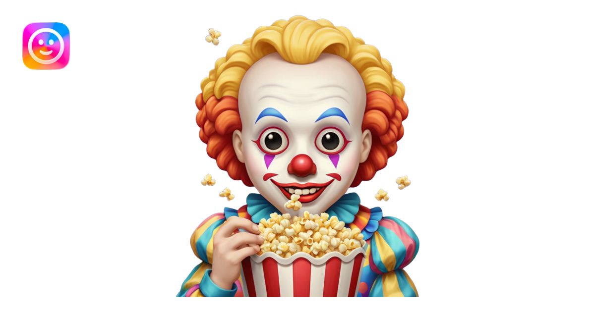 Clown eating popcorn emoji | AI Emoji Generator