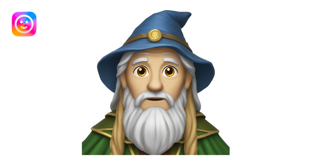 Older wizard half elf emoji | AI Emoji Generator