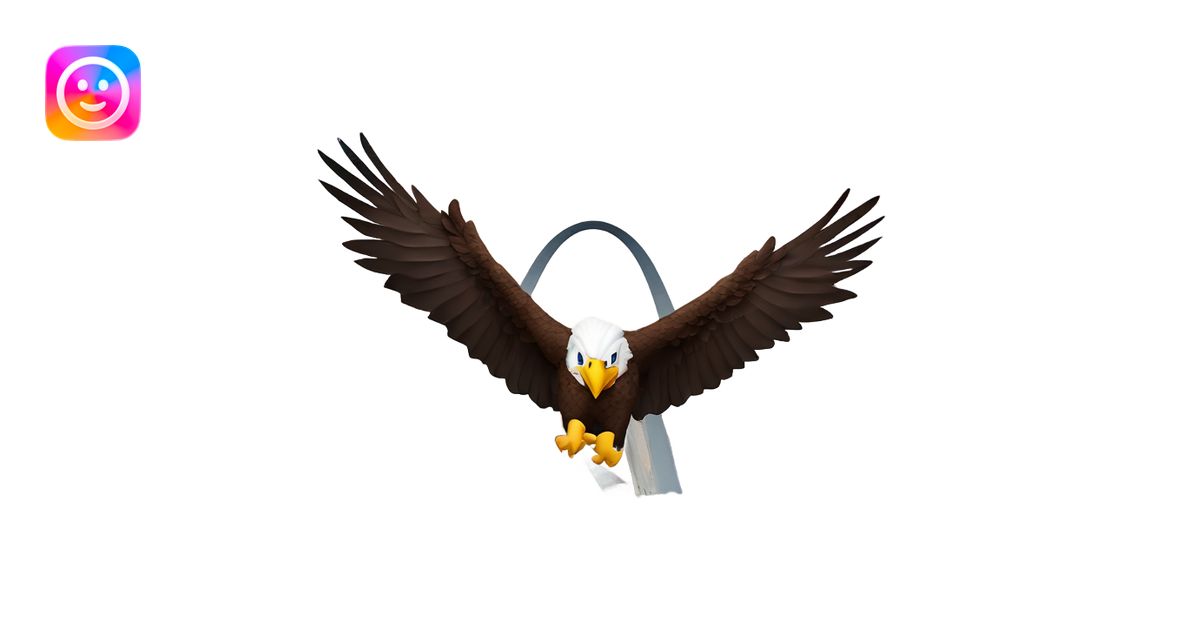 bald eagle flying through the St. Louis arch emoji | AI Emoji Generator