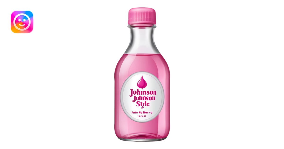 realistic Johnson and Johnson style bottle pink cap pink label clear ...