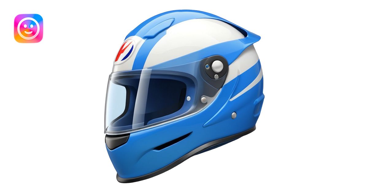 formule 1 helmet white & blue emoji | AI Emoji Generator