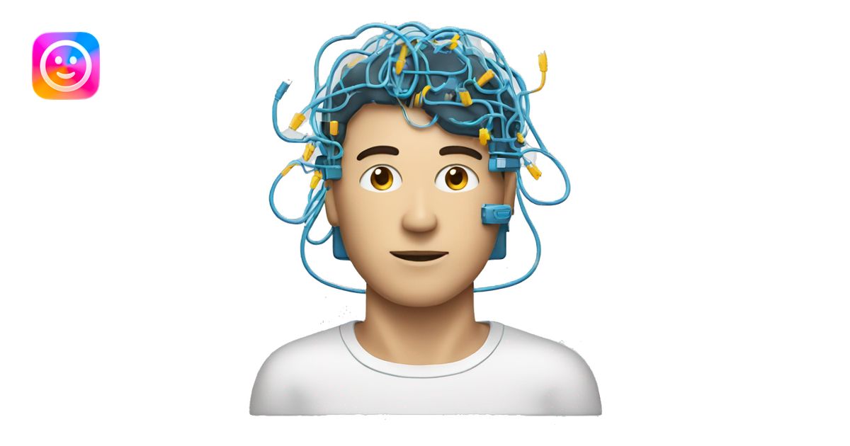 a man with an electronic brain wires circuit emoji | AI Emoji Generator