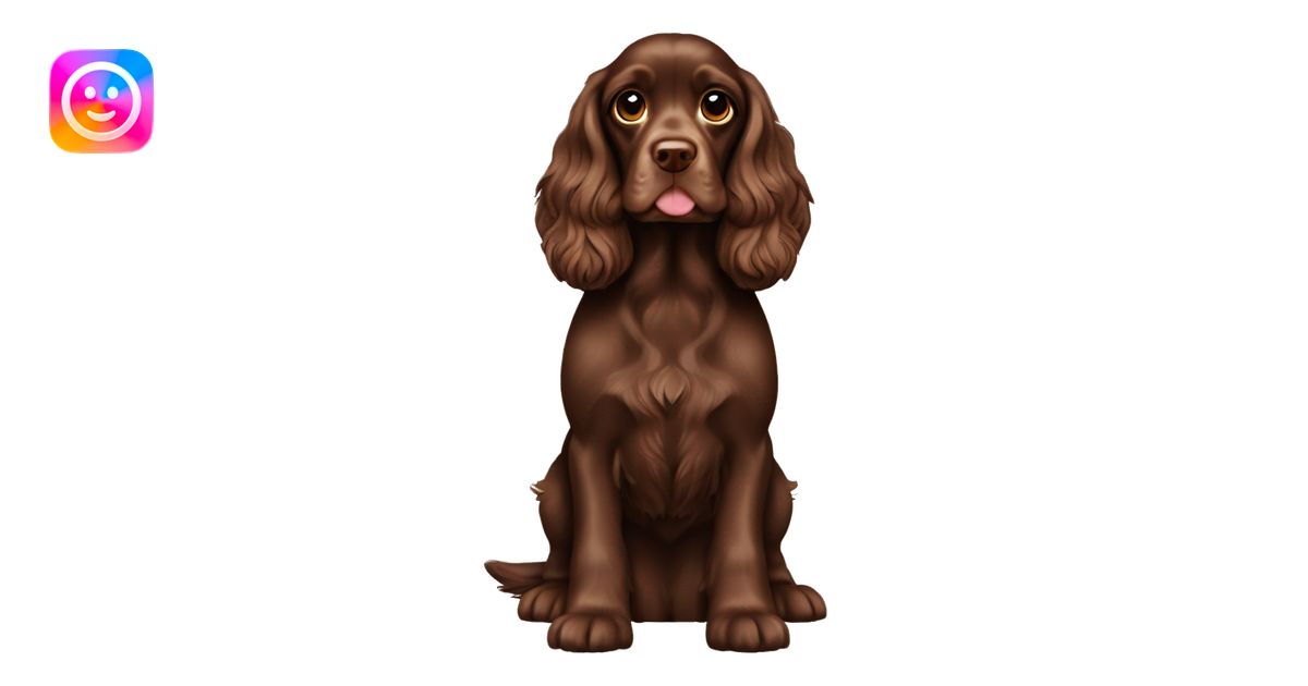 Chocolate English cocker spaniel whit tan emoji | AI Emoji Generator