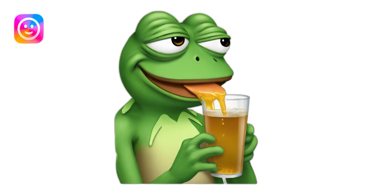 pepe frog drinking soda emoji | AI Emoji Generator