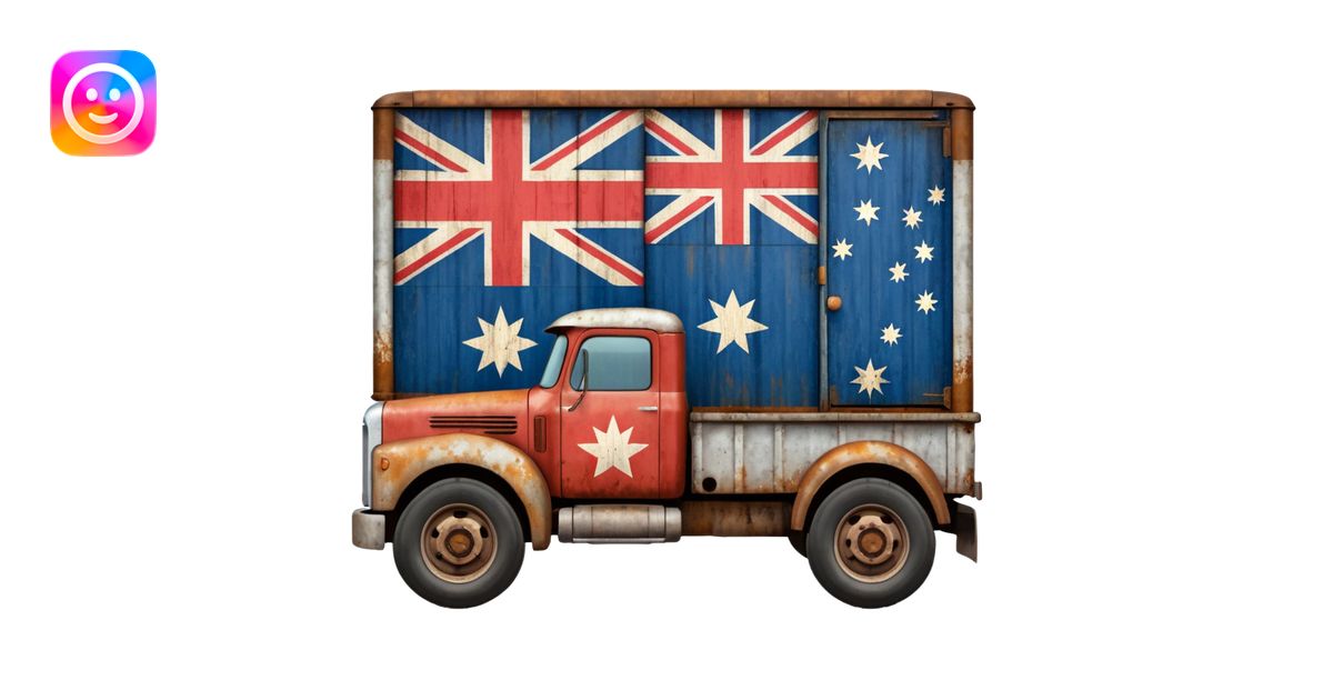Old Mack truck with Australian flag on door emoji | AI Emoji Generator