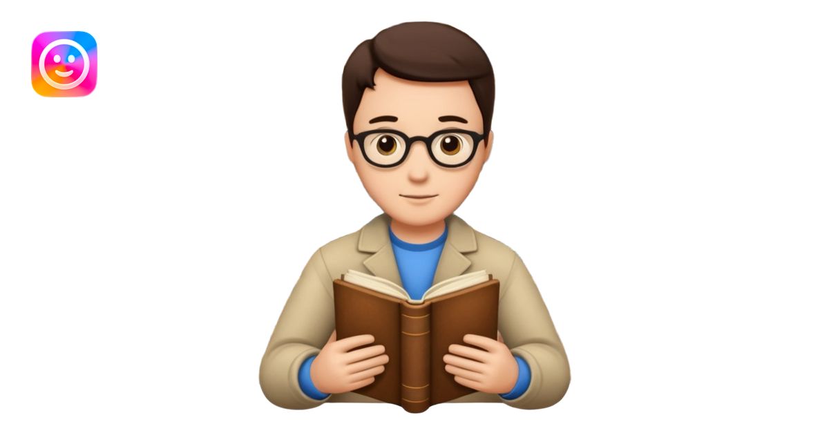 Reader + stack of books, Library Visitor. emoji | AI Emoji Generator