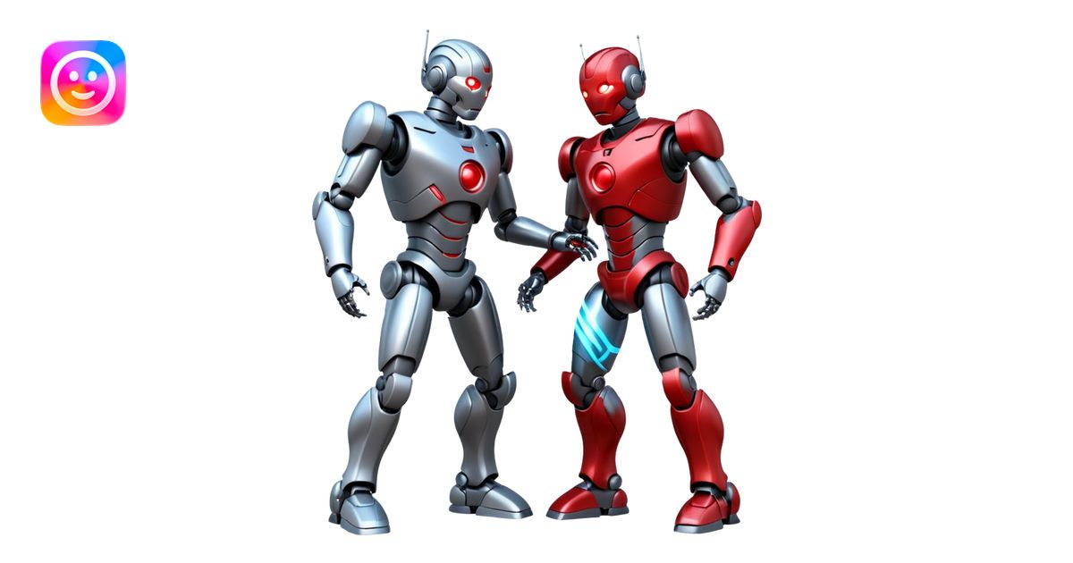 robotic fight between two futuristic robots like ultron emoji | AI ...