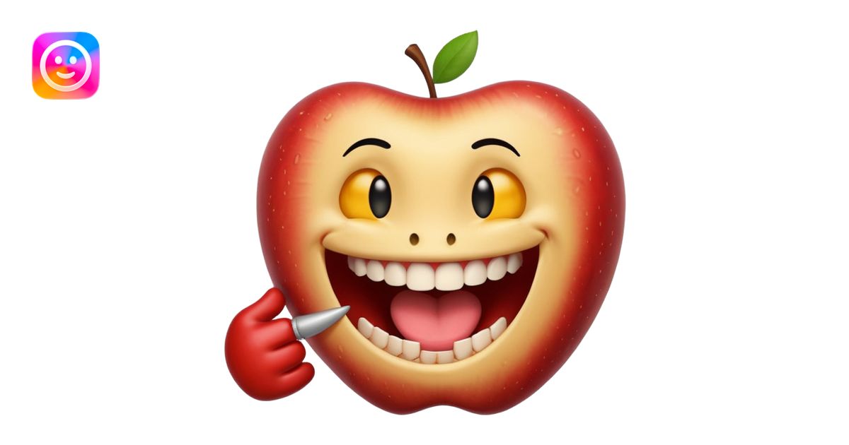 Apple IOS Smiley face with open mouth and teeth biting an arm like a ...