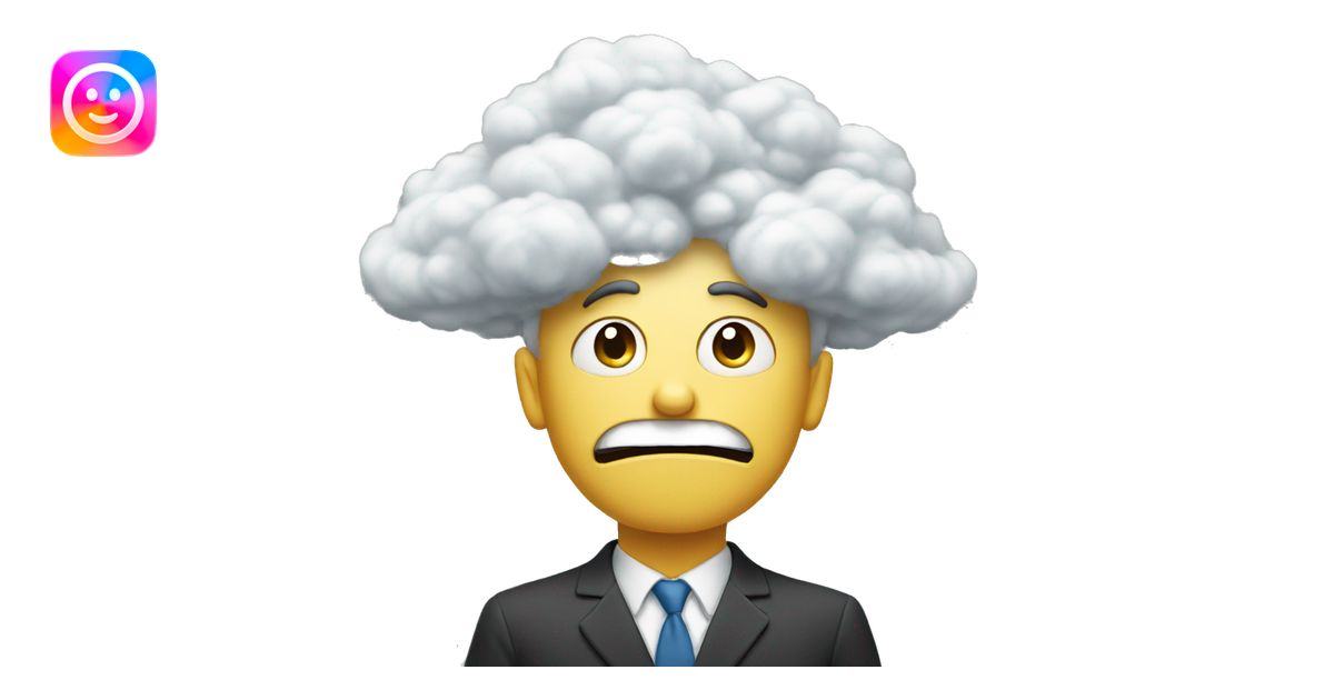 White Cloud with nervous face emoji | AI Emoji Generator
