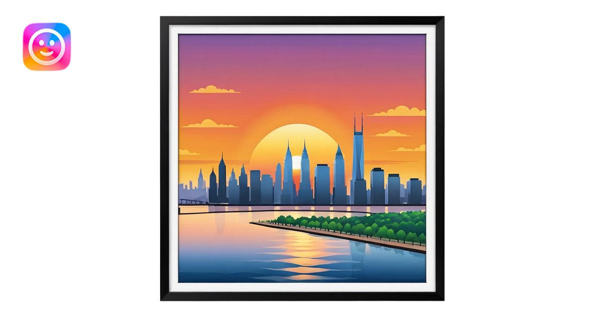 sunset east river city skyline in distance emoji | AI Emoji Generator