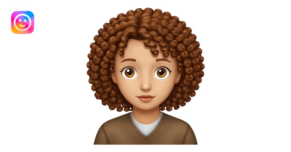 Nano con capelli ricci marroni, occhi marroni emoji | AI Emoji Generator