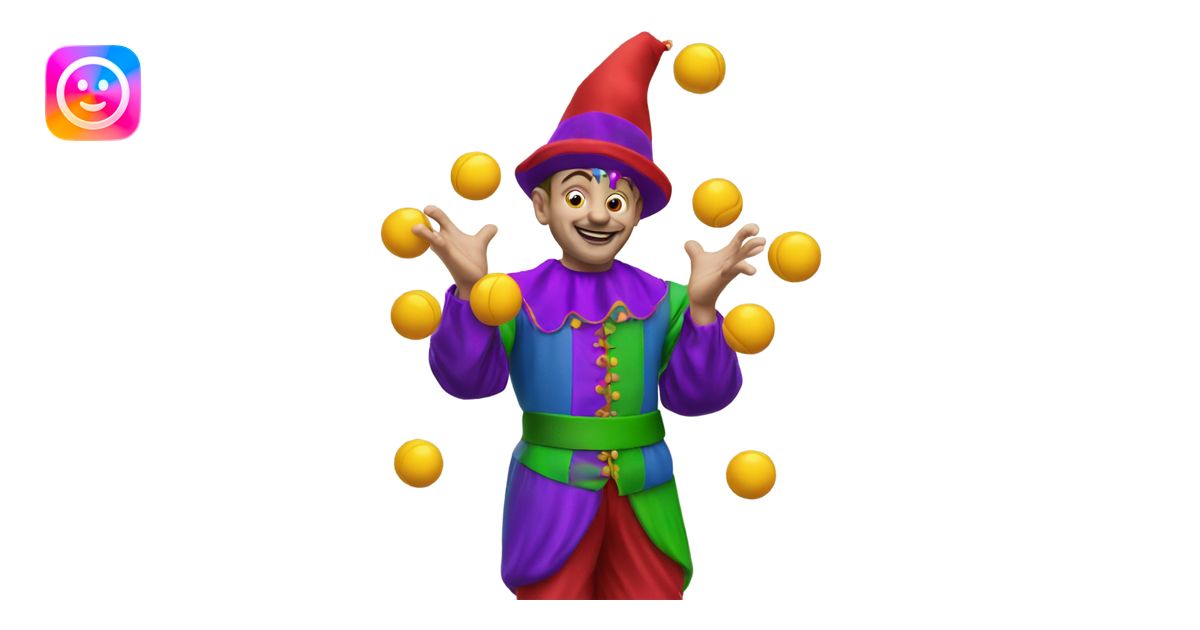 A jester juggling 3 balls emoji | AI Emoji Generator