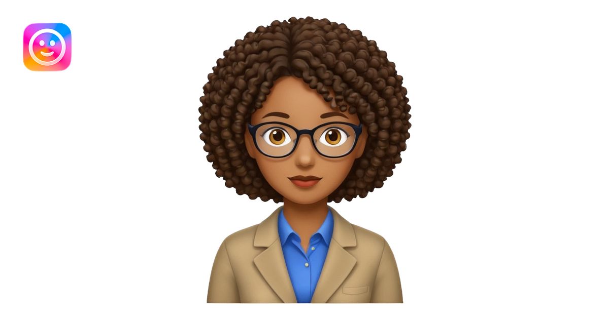Black female teacher with curly hair and no glasses emoji | AI Emoji ...