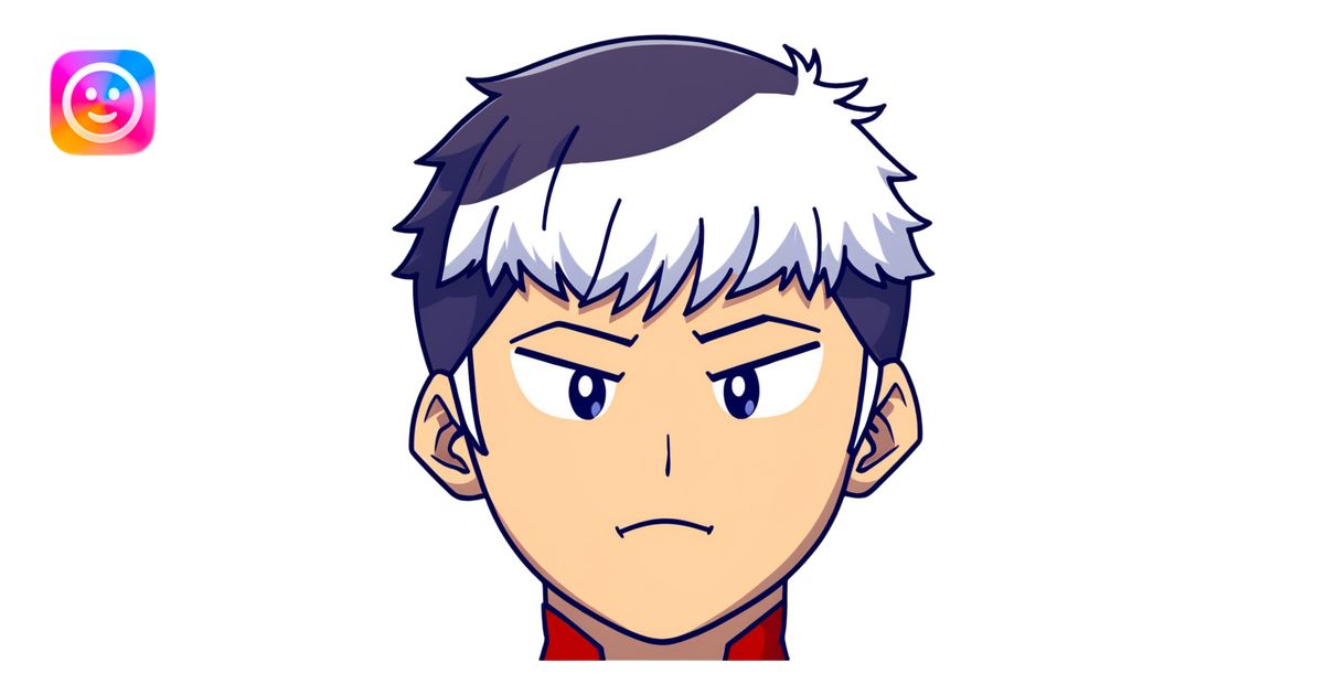 Shoto Todoroki face portrait, half red half white hair, different ...