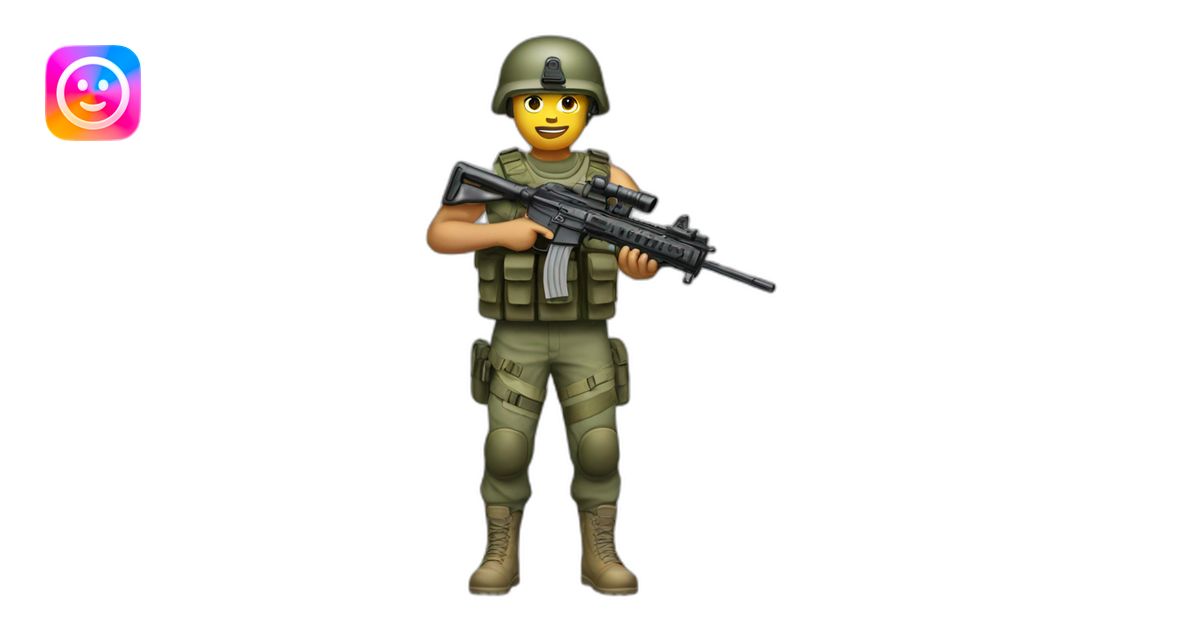male soldier holding assault rifle emoji | AI Emoji Generator