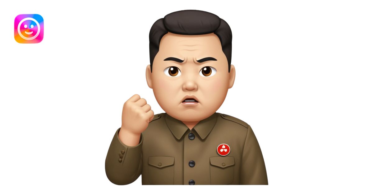 Kim Jong Un from North Korea with angry pout on face and shaking fist ...