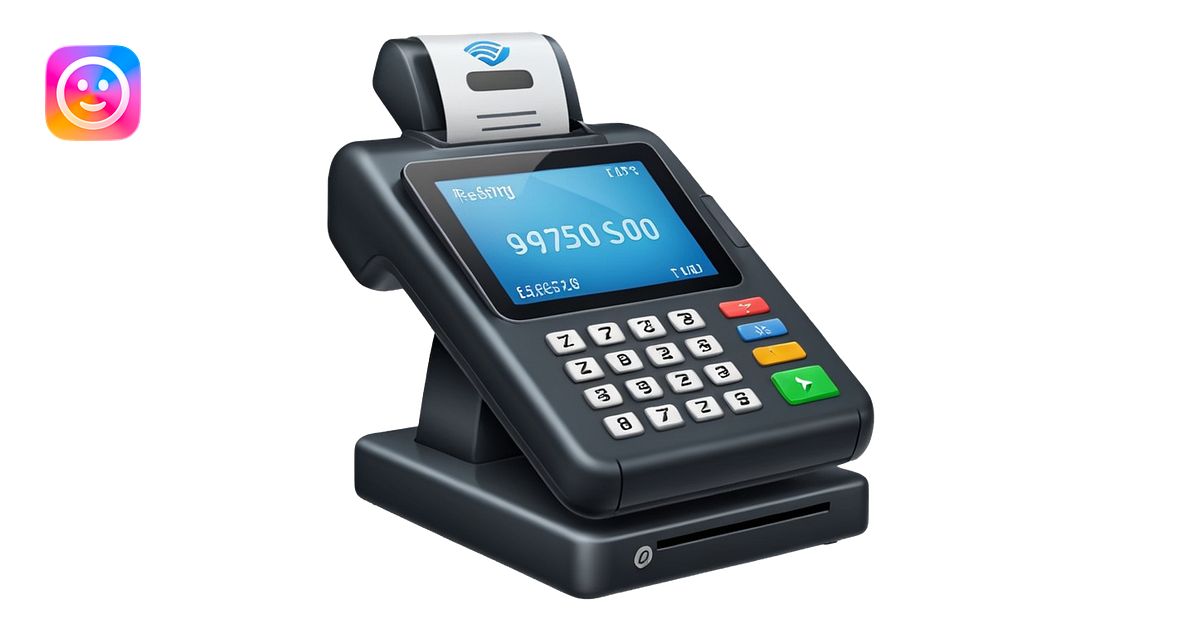 Icono de una terminal de pago con una tarjeta PAGANDO POS emoji | AI ...