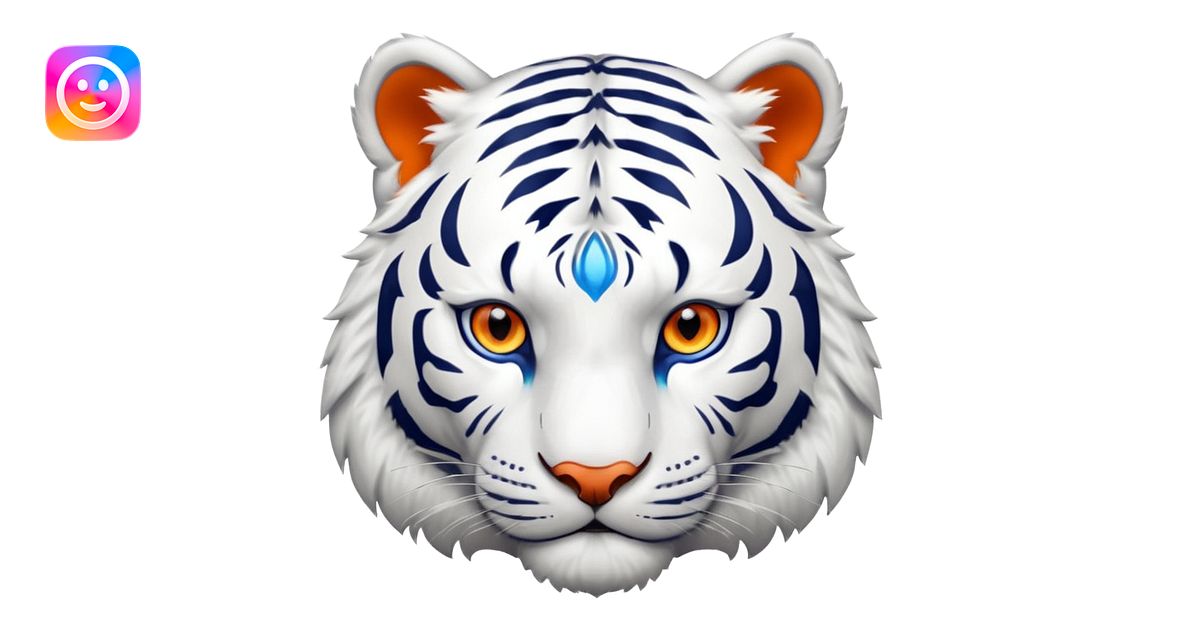 White tiger blue eyes emoji | AI Emoji Generator