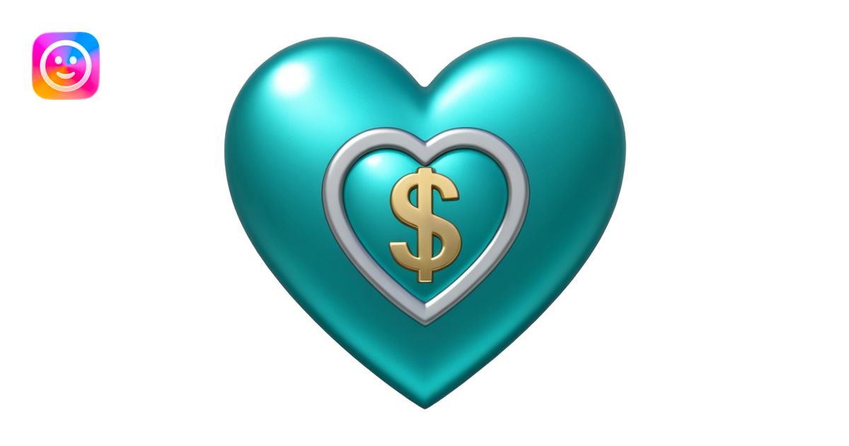 Teal heart with several dollar signs emoji | AI Emoji Generator