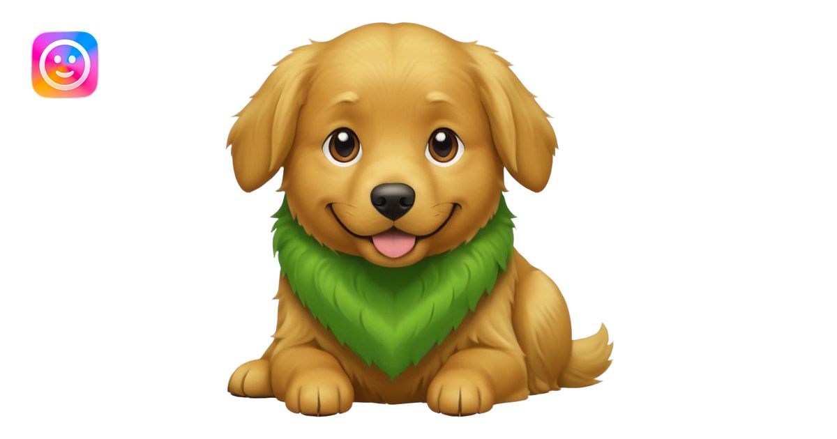 green dog extra furry golden retriever. The dog fur is green emoji | AI ...