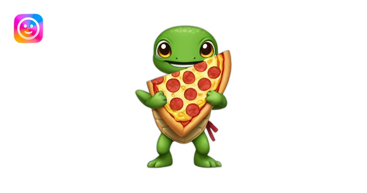 Turtle ninja with a big pizza emoji | AI Emoji Generator