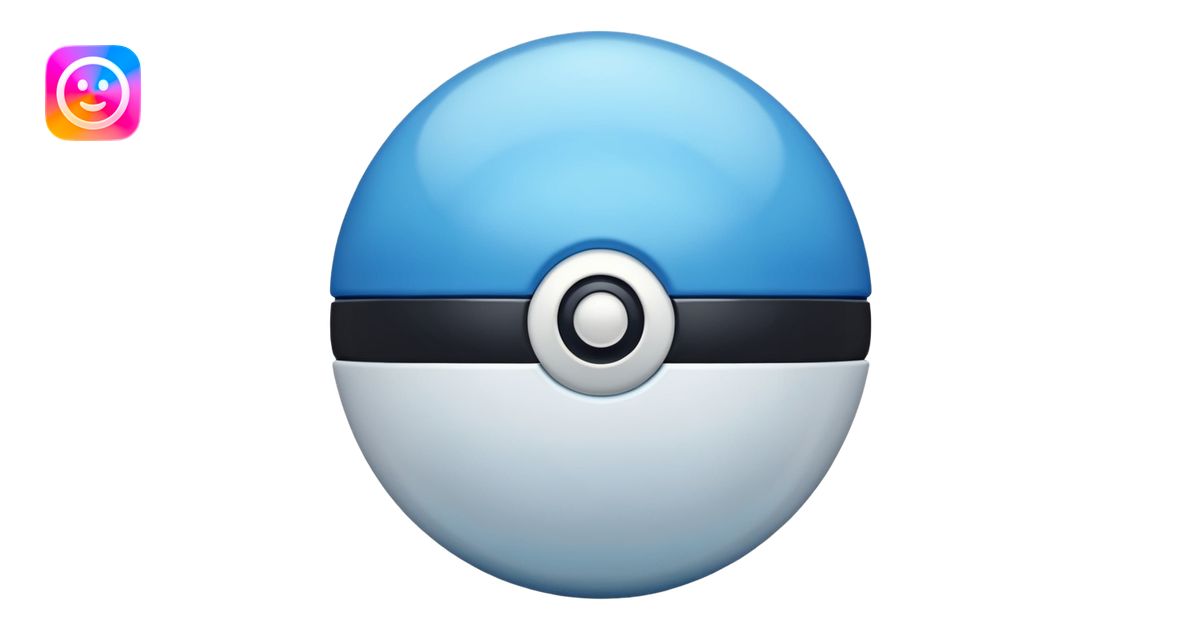 blue pokeball emoji, top half is a more saturated blue, bottom half is ...