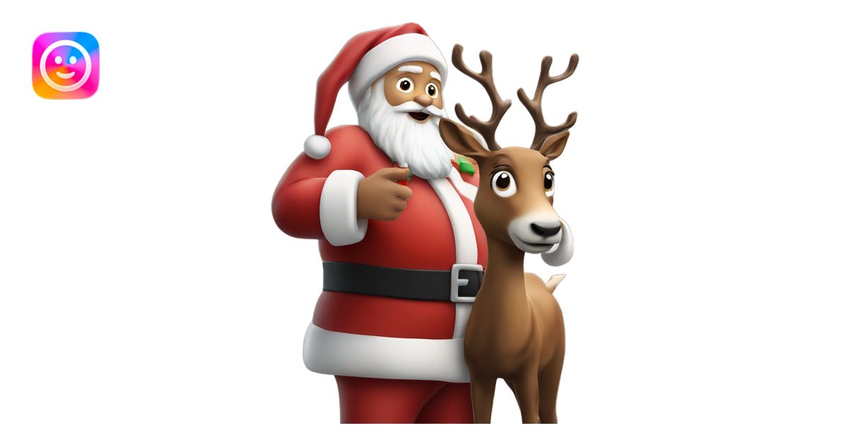 Photo Realistic Santa with rudolf the Reindeer emoji | AI Emoji Generator