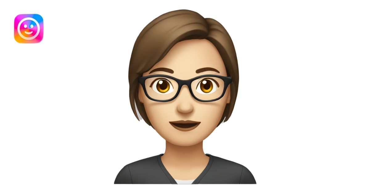 female scrum master with glasses and brown hair emoji | AI Emoji Generator