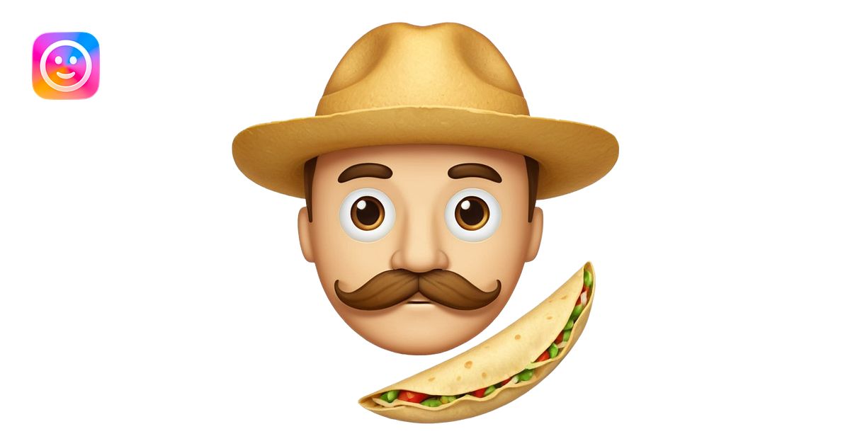 a fresh flour tortilla with a mustache emoji | AI Emoji Generator