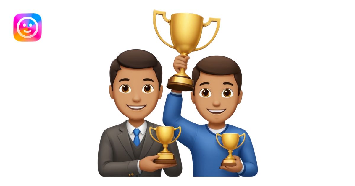 winner ceremony with one guy handing another guy a trophy emoji | AI ...