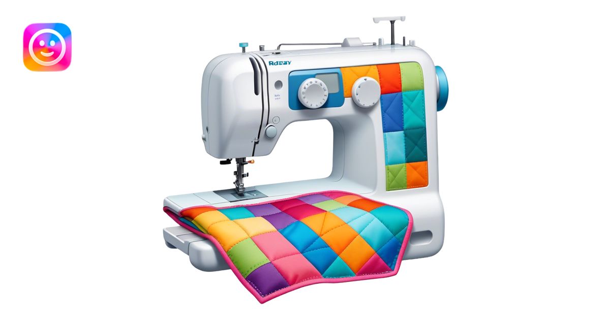 Patchwork and quilting icon, colorful fabric patches sewn together in a ...