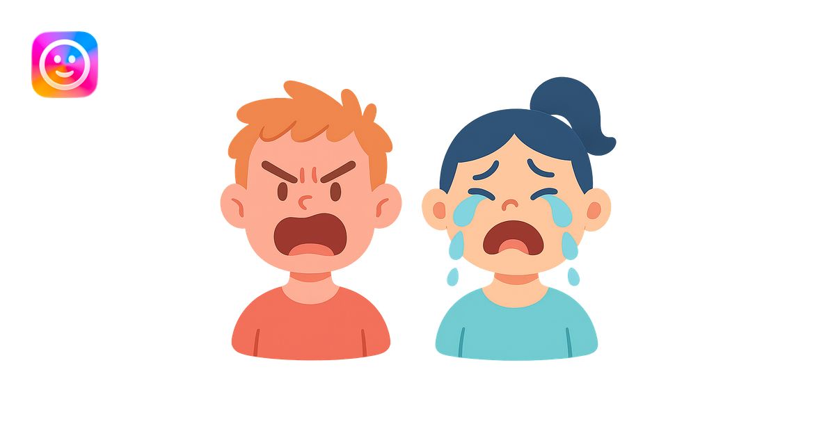 angry and crying face in pastel toon style illustration | AI Emoji ...