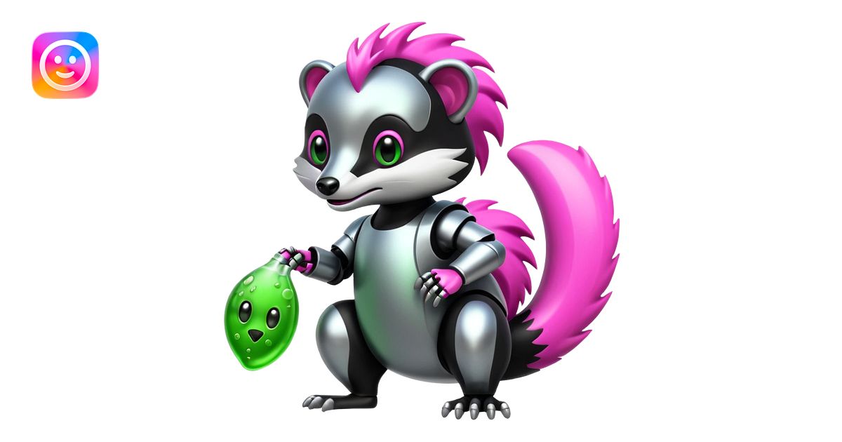 robo skunk with bacteria in samsung emoji style emoji | AI Emoji Generator