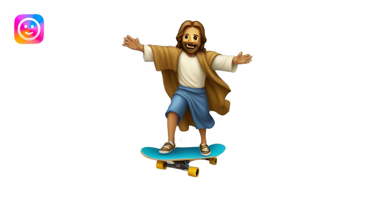 Jesus Christ riding skateboard emoji | AI Emoji Generator