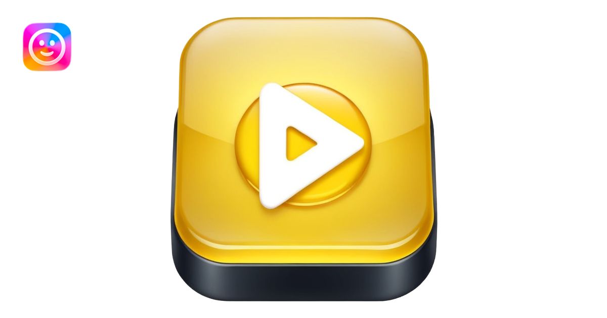 Graphic: 🎥 Play button icon (white) with yellow glow. Animation: Play ...