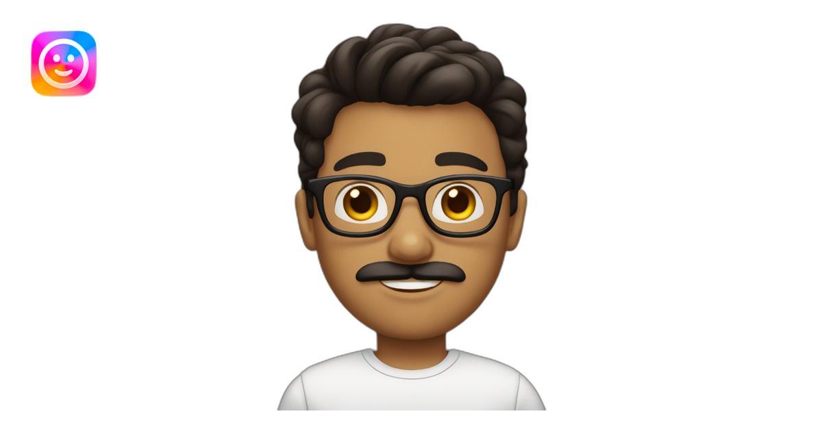 Boy with blsck hair glasses little dark brown mustache and shaved dark ...