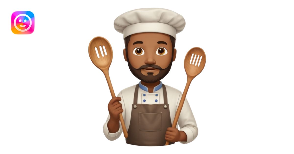 Bearded male chef – brown apron emoji | AI Emoji Generator