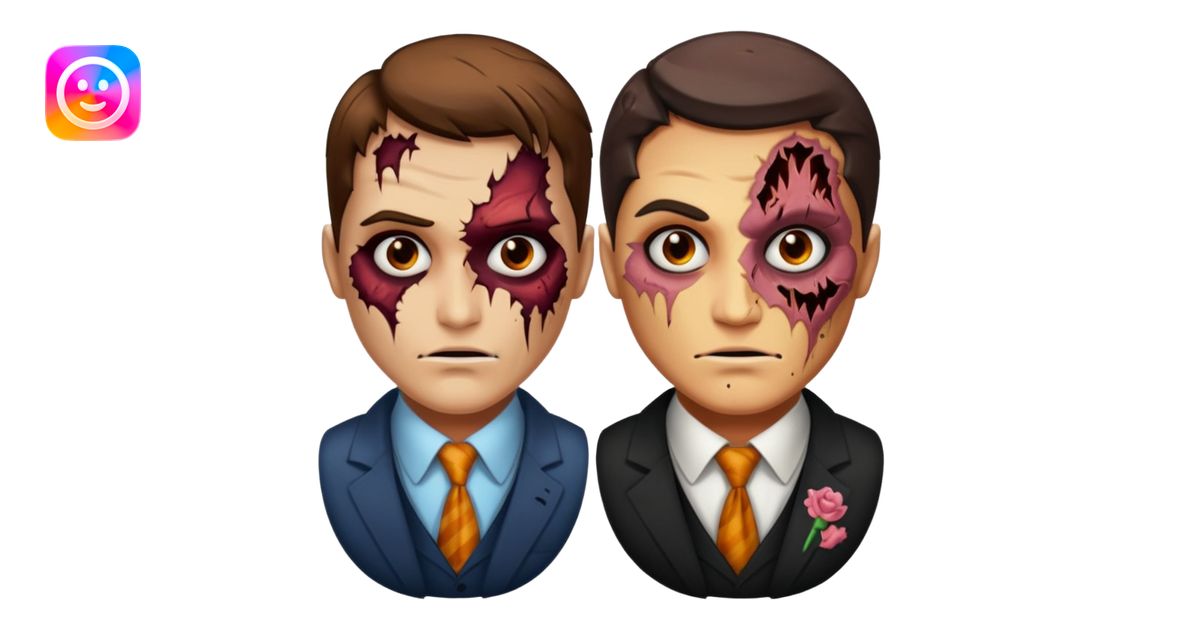 dc two face one half normal face other half burnt emoji | AI Emoji ...